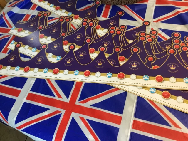 KING CHARLES III coronation paper crowns. Unused total of 10 £1.99 ...