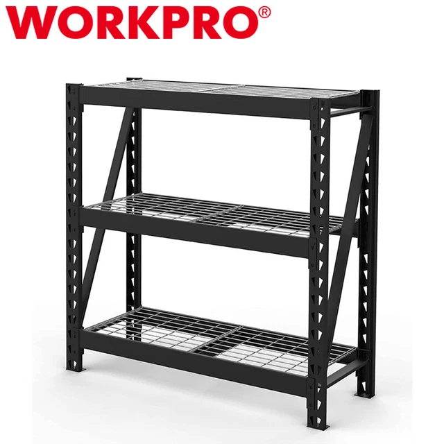WORKPRO 3-TIER GARAGE Shelving Unit Heavy Duty Metal Storage Rack Shelf ...