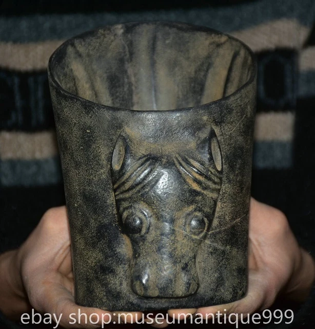 6& CHINESE HONGSHAN culture Meteorite stone Carving Horse Head Zong ...