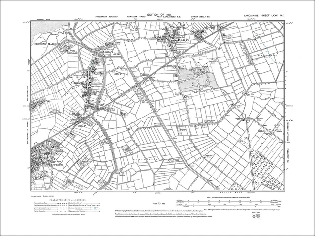 OLD MAP OF Southport (NE), Crossens, Banks, Lancashire 1911: 75NE repro ...