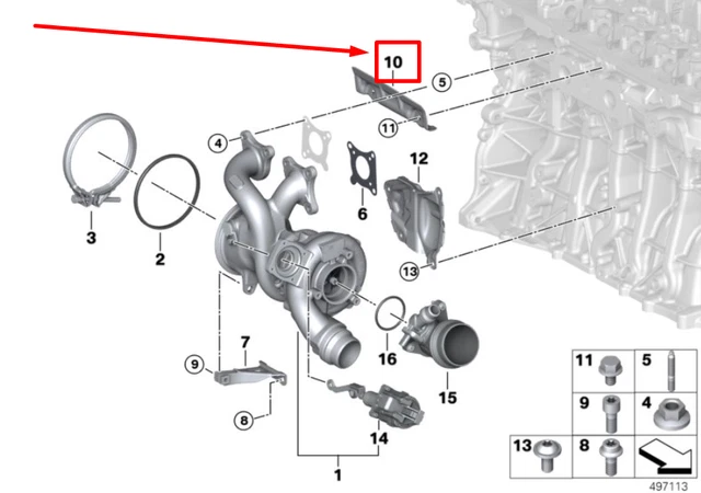 BMW X5 G05 Upper Turbocharger Mount Heat Shield 8679024 11798679024 NEW ...