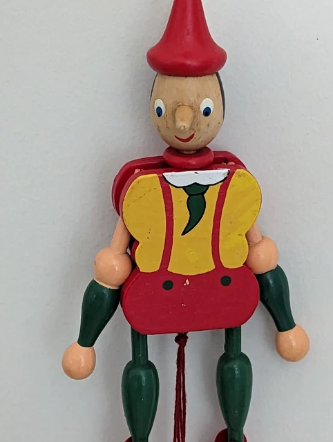 VINTAGE PINOCCHIO JUMPING Jack Pull String Ornament @6" Wood £10.28 ...