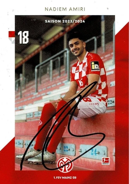NADIEM AMIRI FSV Mainz 05 2023/2024 Autogrammkarte 2023/24 23/24 ...