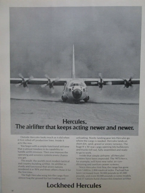 4/1975 PUB LOCKHEED Hercules Military Airlifter Usaf Tactical Air ...