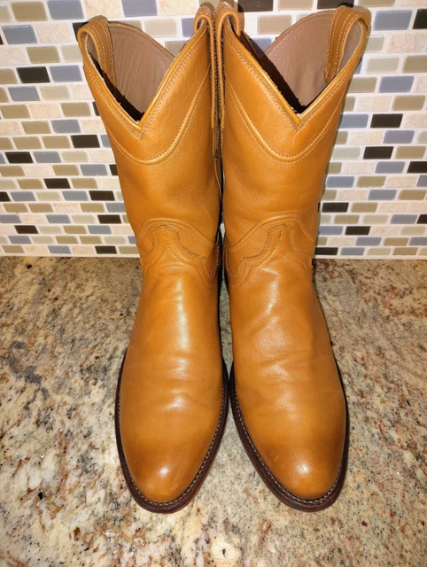 EUC TECOVAS (EARL) Tan Goat Leather Roper/Cowboy Boots - US Size 10 D ...
