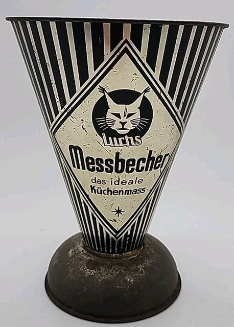 VINTAGE MID-CENTURY &LUCHS& Lynx Messbecher German Tin Measuring Cup ...