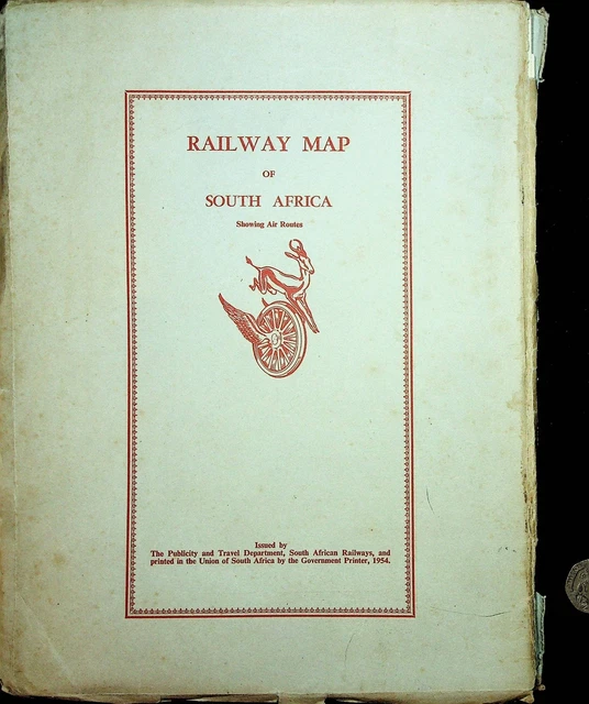 RAILWAY MAP OF South Africa with Air Routes 1954 Publicity & Travel ...