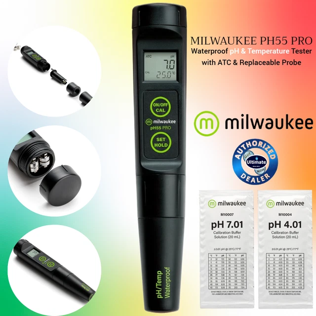 MILWAUKEE PH55 PRO Waterproof pH & Temperature Tester with ATC ...