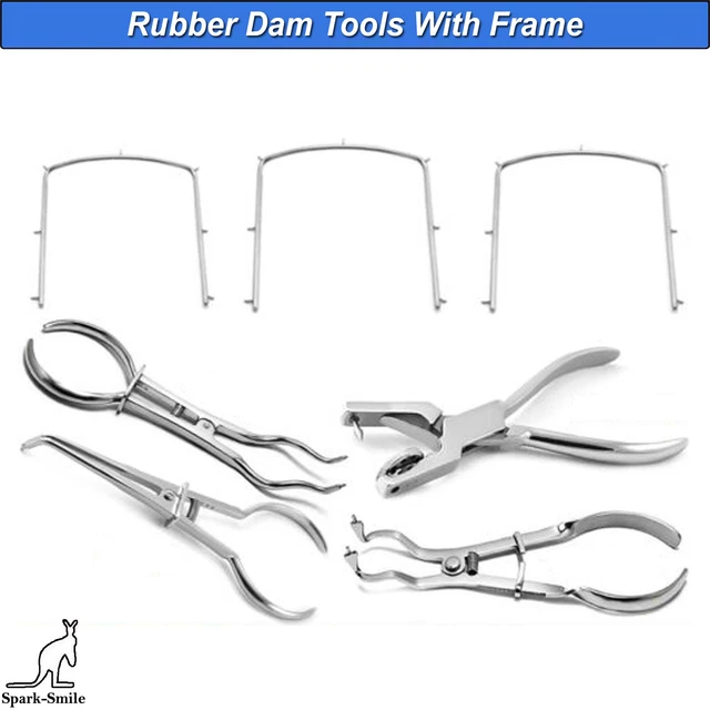 RESTORATIVE RUBBER DAM Starter Tools With Frame Punch Clamps Dental ...