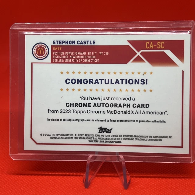 2023 TOPPS CHROME McDonalds Stephon Castle Orange Basketball Voiture ...