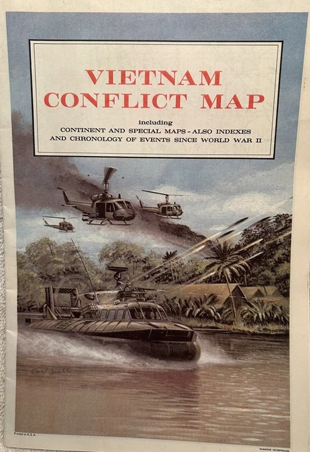VIETNAM CONFLICT MAP With Chronology To 1967 Unfolds To 14 1/2 By 21 ...