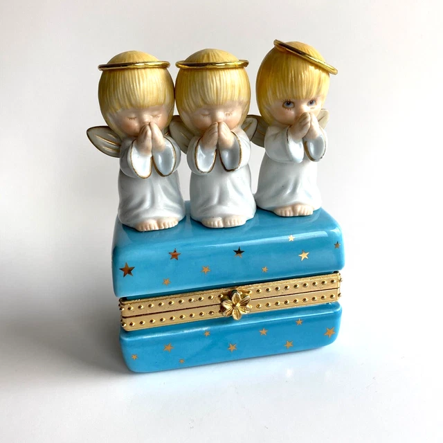 VINTAGE CERAMIC TRINKET Box Little Girls Praying Angels - one is ...