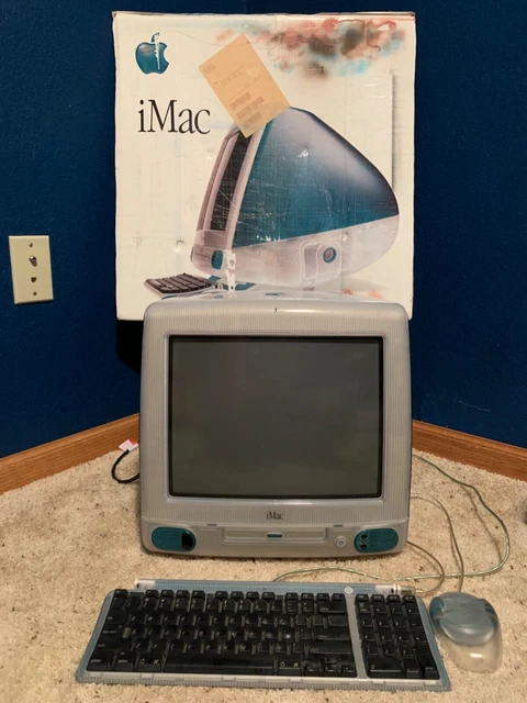 VINTAGE APPLE IMAC G3 M4984 1998 Teal, Keyboard & Mouse First ...