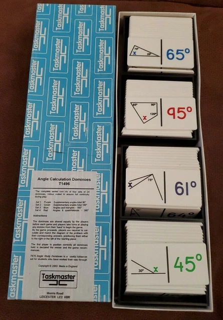 TASKMASTER T1496 ANGLE Calculation Dominoes - Teaching Aid - Math ...
