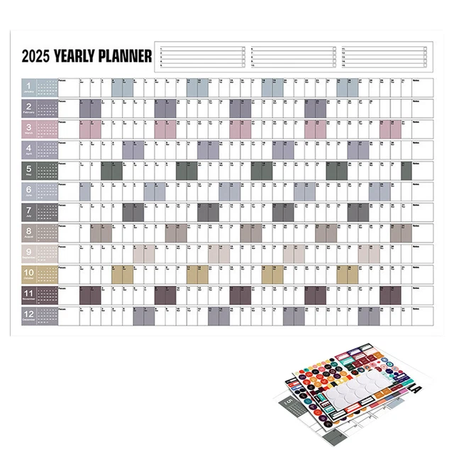 2025 FULL YEAR Wall Planner Calendar Home Office Work JAN - DEC Wall ...