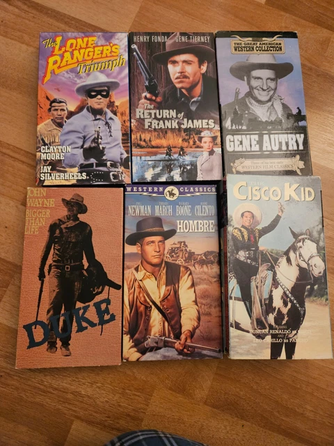 6 MOVIES VHS LOT VINTAGE COUNTRY WESTERN MOVIE LOT John Wayne Gene ...