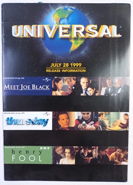 UNIVERSAL JULY 28 1999 Video Release Catalogue + 3 Vhs Promo Sleeves ...