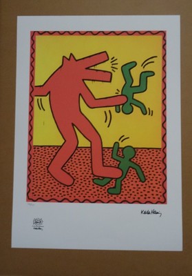 KEITH HARING COLOR Lithography Licensed, Signed, Numbered, Artist Stamp ...