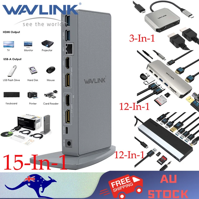 TYPE-C HUB LAPTOP Docking Station Dual HDMI Hub Multiport Adapter Dual ...