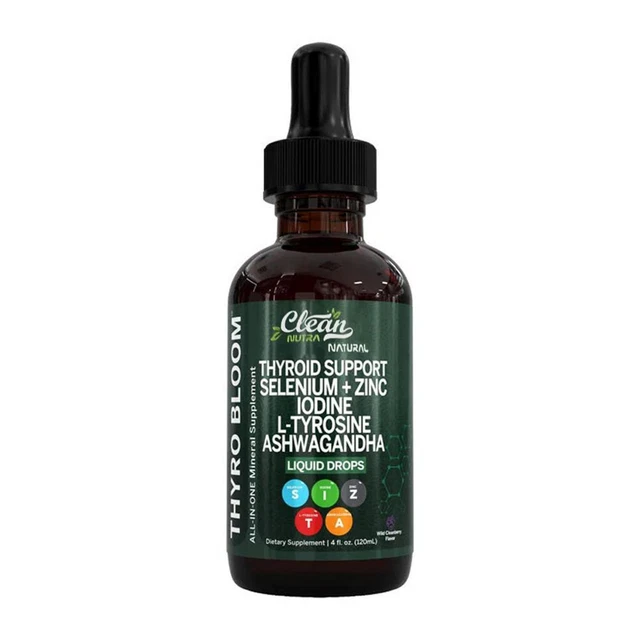 CLEAN NUTRA THYROID Support 60ml 120ml Liquid Drops with Selenium Zinc ...