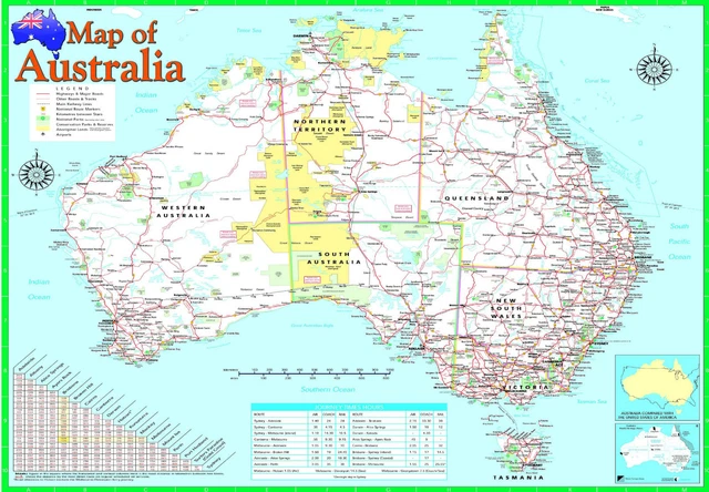 LAMINATED AUSTRALIA MAP A2 Poster australian educational geographic ...