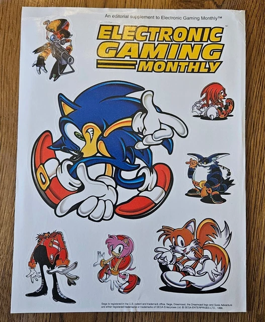 VINTAGE ELECTRONIC GAMING Monthly EGM Sonic Hedgehog Decal Sticker ...