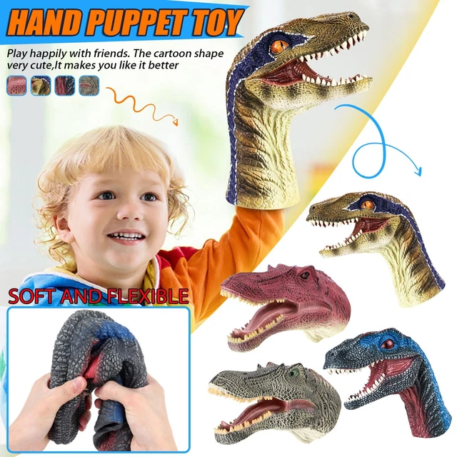 VELOÇIRAPTOR DINOSAUR ANIMAL Hand Puppet Child's Toy Soft Rubber Boys ...