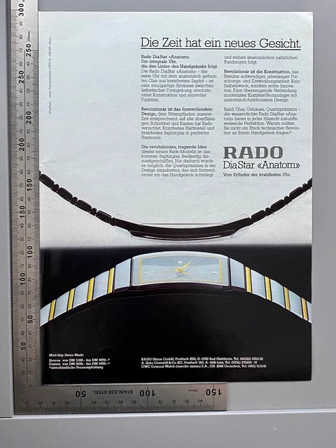 RADO DIASTAR ANATOM Original 1984 Vintage Watch Ad Werbung Reklame ...