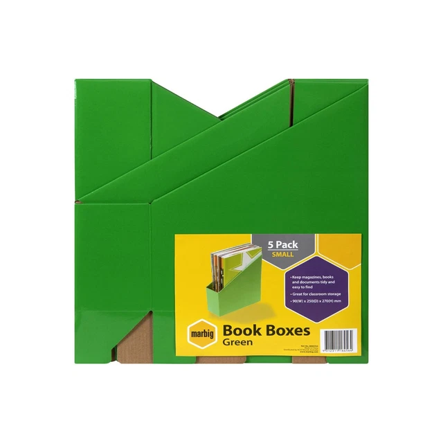 5PC MARBIG GREEN Magazine Book 27x9cm Storage Box File Organiser Holder ...