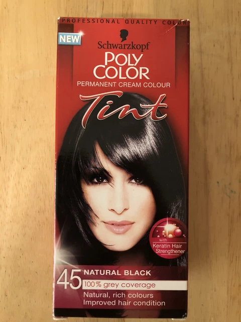 SCHWARZKOPF POLY COLOR Tint 45 Natural Black Permanent Cream Colour £0. ...