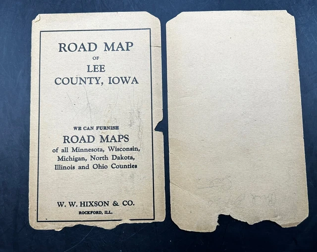 ROAD MAP OF Lee County, Iowa ~ Undated ~ est. early 1900s ~ Condition ...