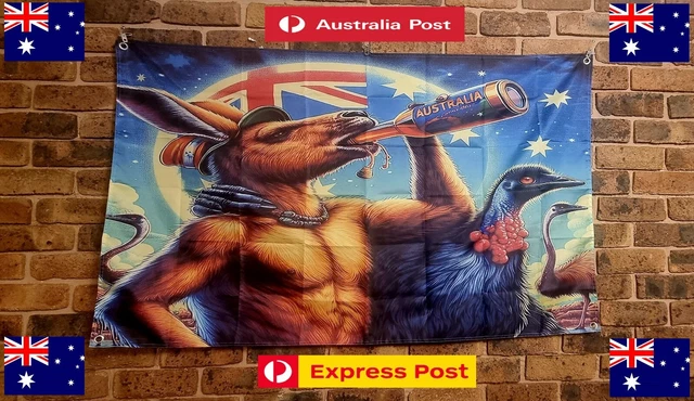 AUSTRALIA FLAG KANGAROO Emu Aboriginal Art Anzac Day Lest We forget ...
