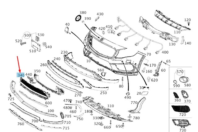 MERCEDES-BENZ GLA X156 Front Bumper Center Lower Grille A1568804200 NEW ...