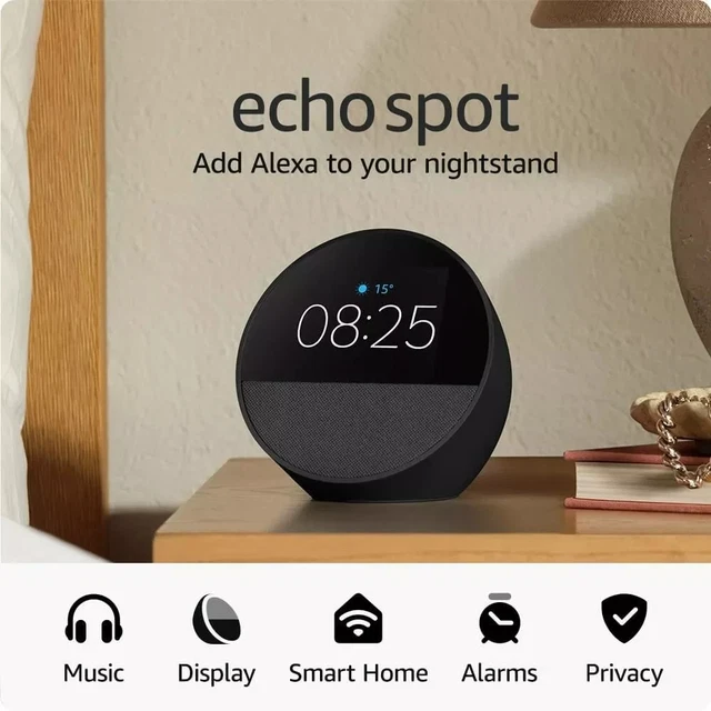 AMAZON ECHO SPOT 2024 Smart Alarm Clock with Alexa White- New Retail ...