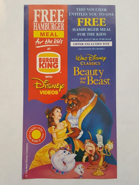BEAUTY AND THE Beast - Walt Disney - Burger King Leaflet / Flyer #W765 EUR 1,43 - PicClick IT