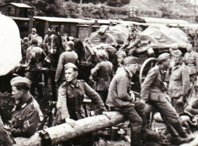 WW2 GERMAN SOLDIERS RAILWAY STATION Wehrmacht Heer REAL PHOTOGRAPH £9. ...