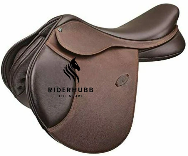NUOVA SELLA DA cavallo da salto in pelle marrone taglia da 15"" a 18 ...