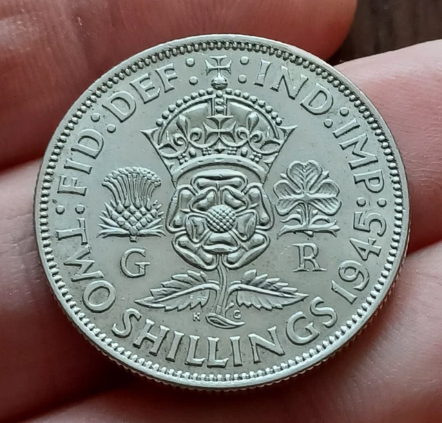 1945 KING GEORGE VI .500 Silver Florin/Two Shillings. VERY GOOD ...