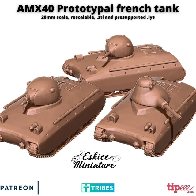 28MM WW2 FRENCH AMX40 Prototype Tank 3D Printed Eskice Miniatures Bolt Action £17.99 - PicClick UK