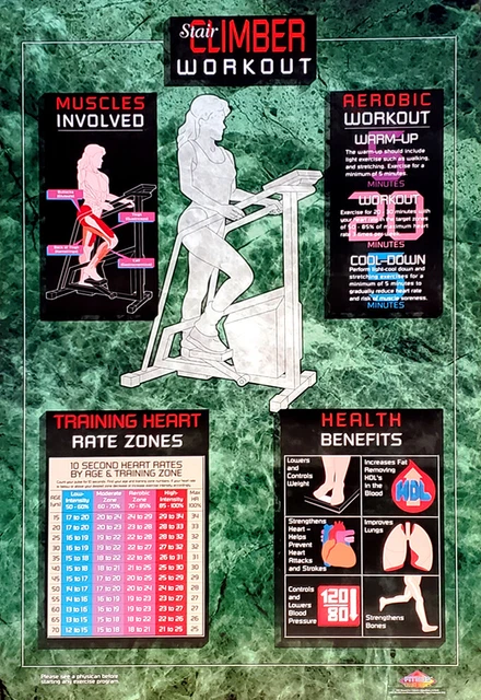 STAIR CLIMBER WORKOUT Professional Fitness Gym Wall Chart POSTER ...
