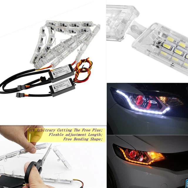 TELESCOPIC SWITCHBACK LED DRL Strip Sequential Light Sequential Signal ...