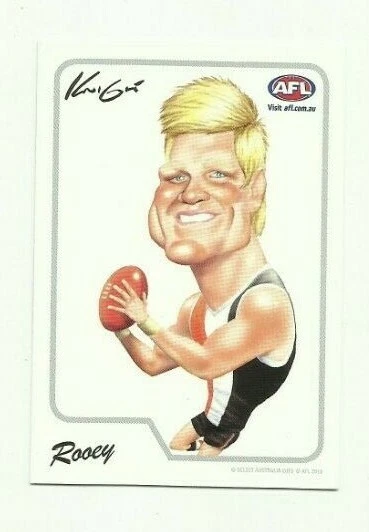 2010 AFL ST KILDA NICK RIEWOLDT ROOEY Caricature Card HERALD SUN $1.00 ...