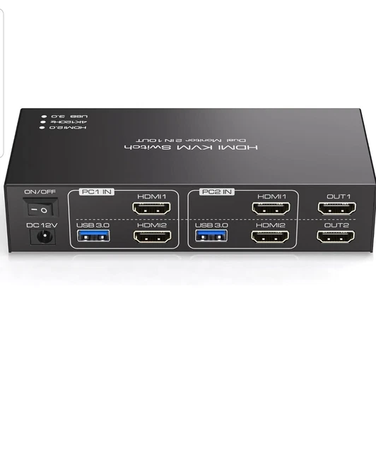HDMI KVM SWITCH 2 Monitors 2 Computers 4K120HZ USB 3.0 KVM Switch Dual ...