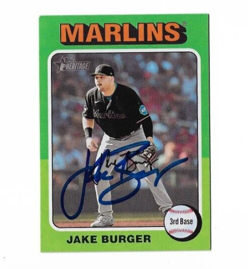CARTE DU PATRIMOINE Miami Marlins JAKE BURGER signée 2024 Topps #398 ...