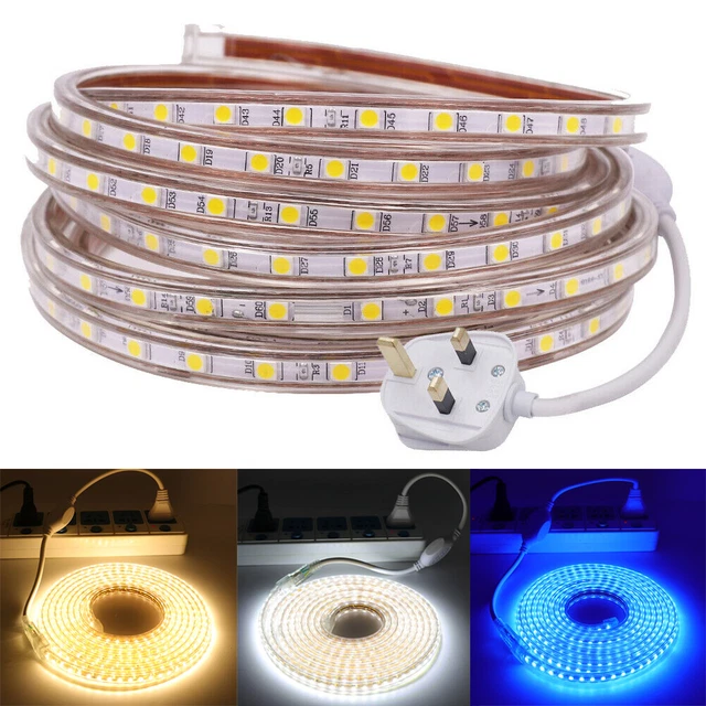LED STRIP LIGHTS 220v 240v IP67 Waterproof 5050 SMD Rope Garden Decking ...