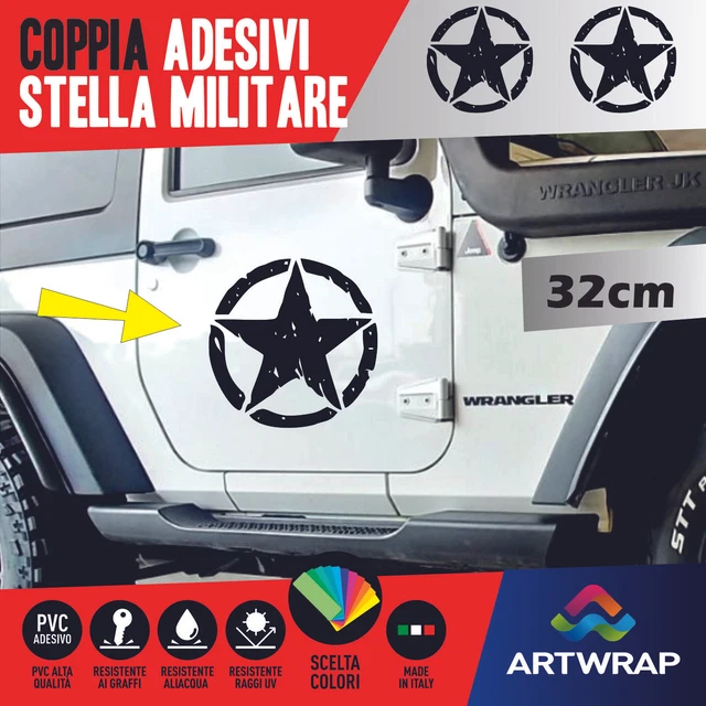 COPPIA ADESIVI STELLA Militare usurata U.S. ARMY JEEP WRANGLER RENEGADE ...