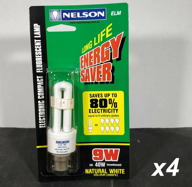 4 X 11W Compact Fluorescent Lamps Globes Bulbs 5000K Cool White CFL ...
