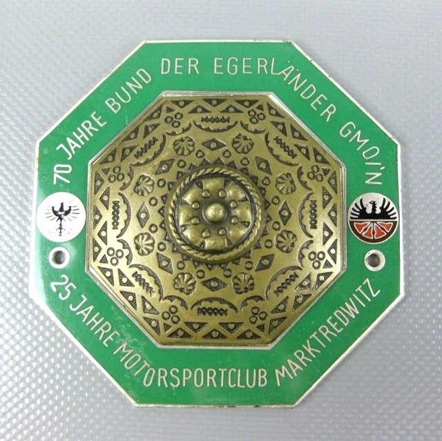 ALTE AUTO PLAKETTE Bund der Egerländer Gmoi'n 25 Jh. Motorsportclub ...