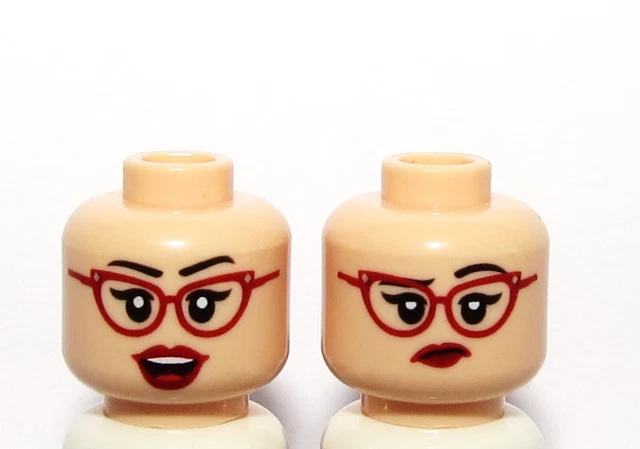 LEGO LIGHT FLESH Head For Female Girl Minifigure Reversible Red Glasses ...