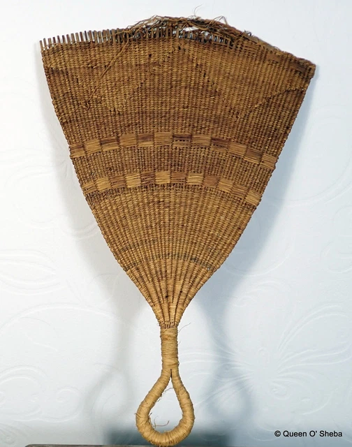 KUBA WOVEN FIBRE Fan DR Congo Africa Tribal Vintage Basket weave Art £ ...